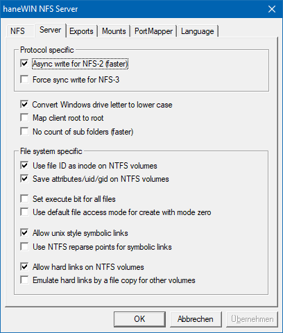 haneWIN NFS Server Documentation